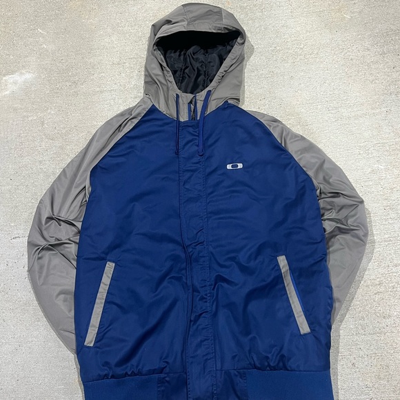 Oakley | Jackets & Coats | Oakley Blue And Gray Hooded Ski Jacket ...